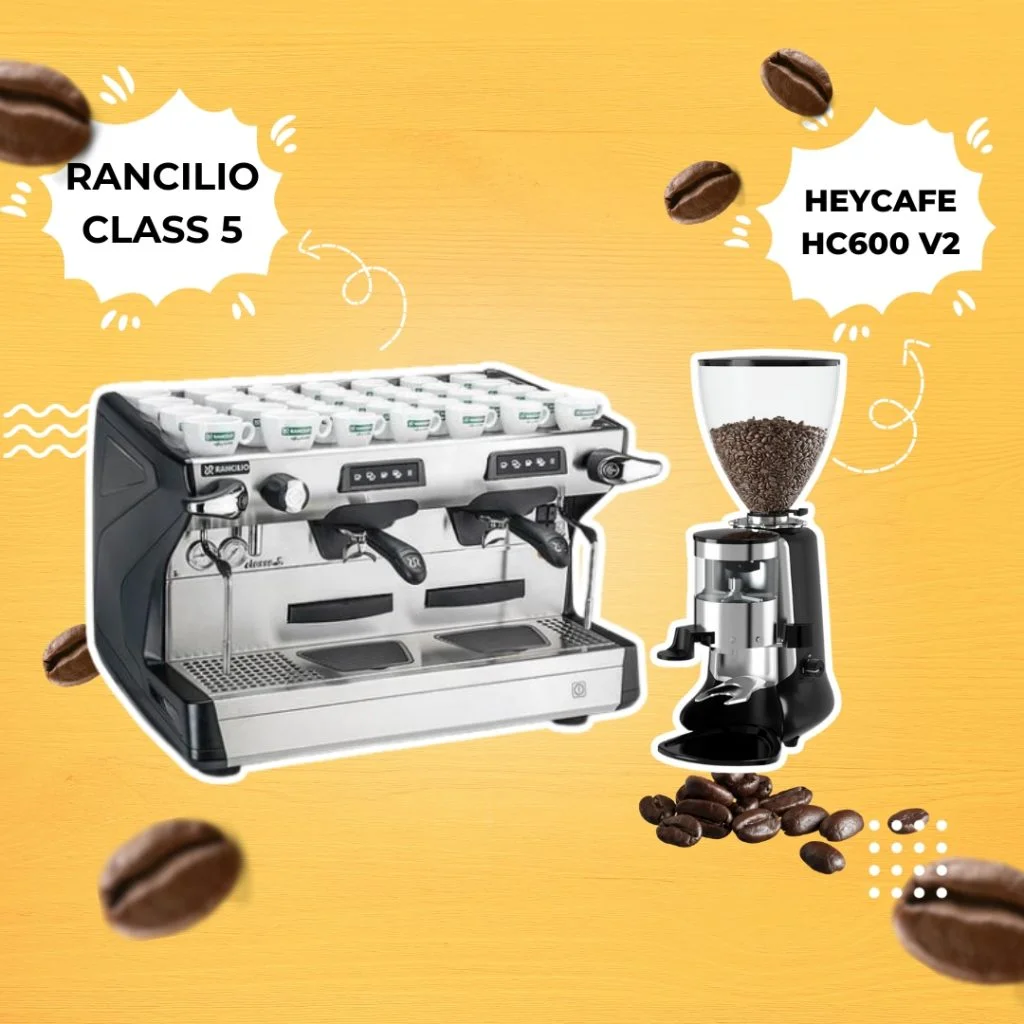 COMBO MÁY PHA CAFE RANCILIO CLASS 5 USB A2 & MÁY XAY CÀ PHÊ Heycafe ...